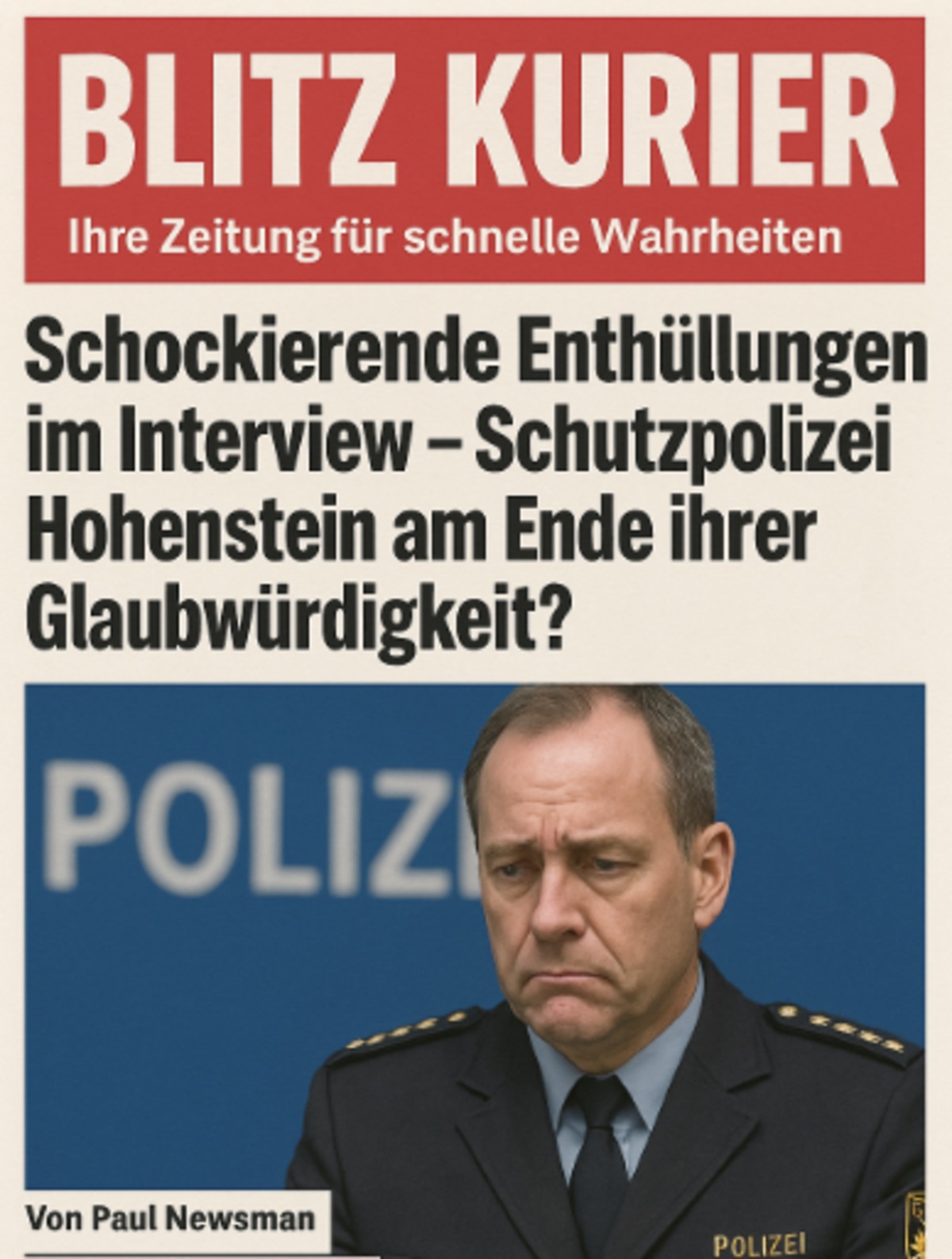 Schockierende Enthüllungen im Interview – Schutzpolizei Hohenstein am Ende ihrer Glaubwürdigkeit ...